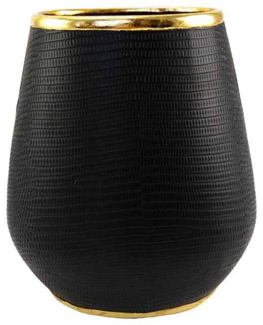 Magnificient Polyresin Lizard- Skin Finish Flower Vase, Black ...