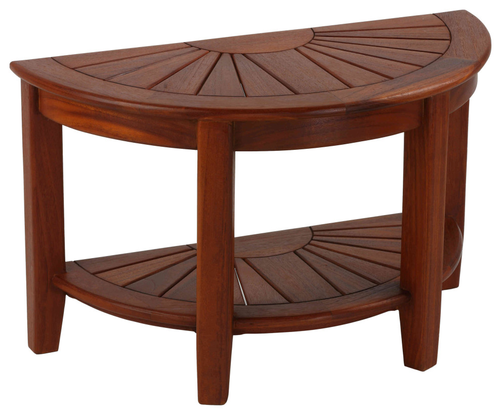 Chesser Solid Wood Half Circle Bench, 17" - Transitional - Outdoor ...