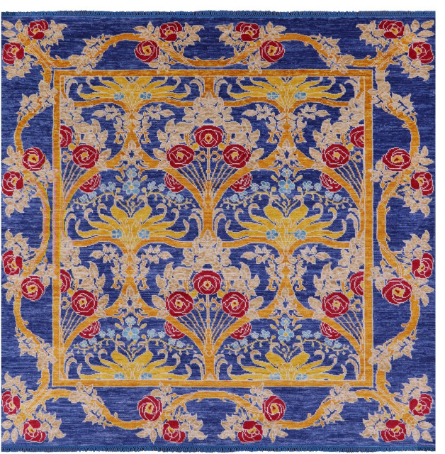 8' Square William Morris Handmade Wool Rug - Q21414, 8' 1" X 8' 2 ...