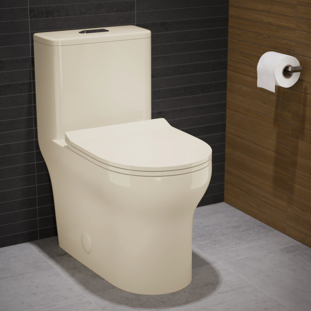 Burdon One Piece Square Toilet Dual Flush 1.1/1.6 gpf, Bisque ...