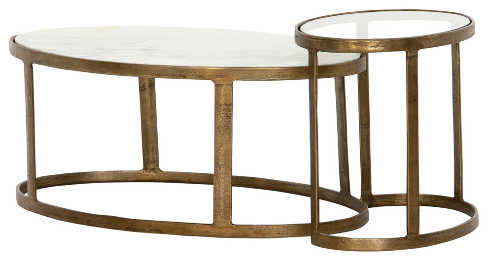 Calder Oval Marble Nesting Coffee Table 38" - Transitional - Coffee ...