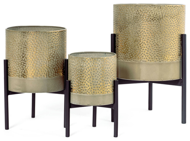 Ambre Metal Table Top Planters S3 - Contemporary - Indoor Pots And ...
