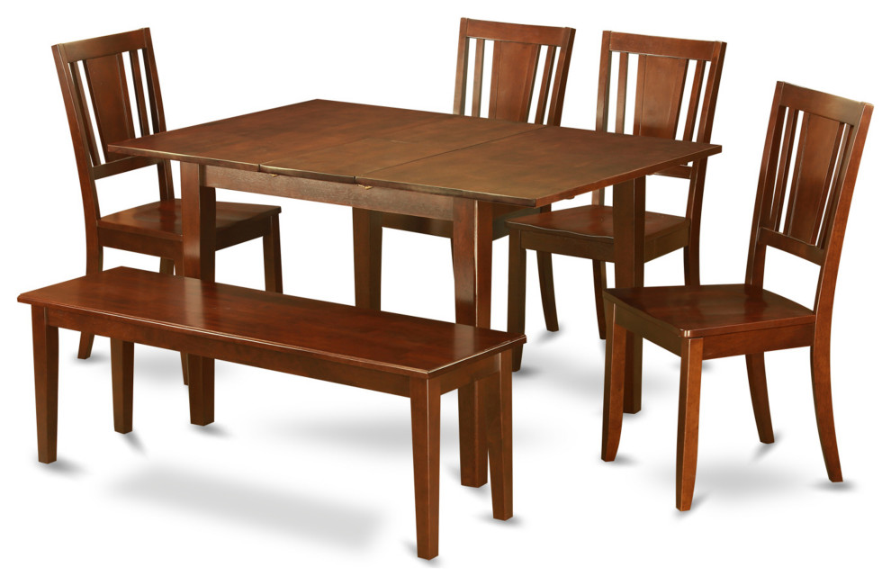 6 Pc Kitchen Table With Bench Set - Table With 4 Kitchen Chairs And ...
