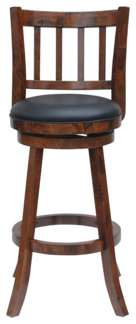 Round Padded Seat Counter Stool with Slatted Back, Brown and Black ...
