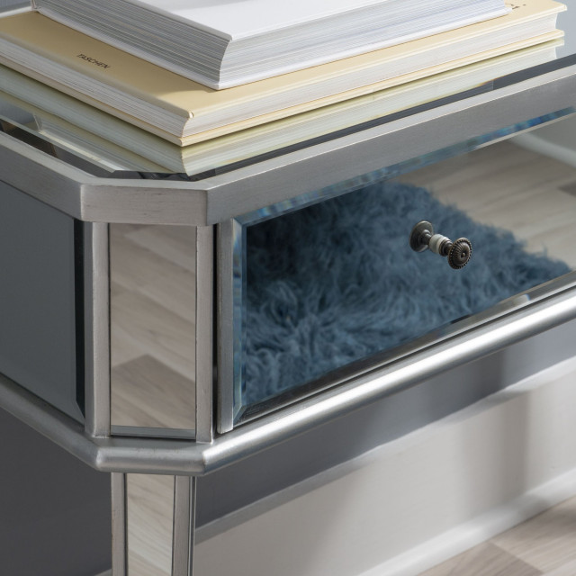 Contemporary Console Table, Mirrored Body With 2 Spacious Drawers ...