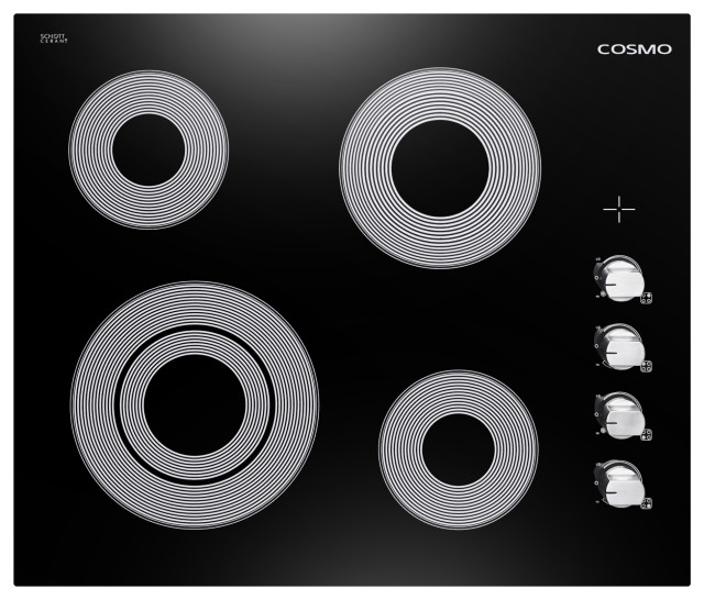 Cosmo 24" Electric Ceramic Glass Cooktop With 4 Elements, Dual Zone ...