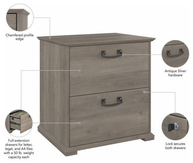 Homestead Farmhouse Lateral File Cabinet in Driftwood Gray - Engineered ...