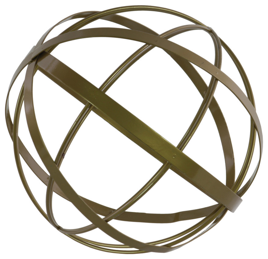 Metal Orb Dyson Sphere Sculpture, Large, Gold - Contemporary - Garden ...