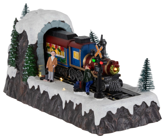 12.25" LED Lighted Musical Christmas Village Train Decoration - Modern ...