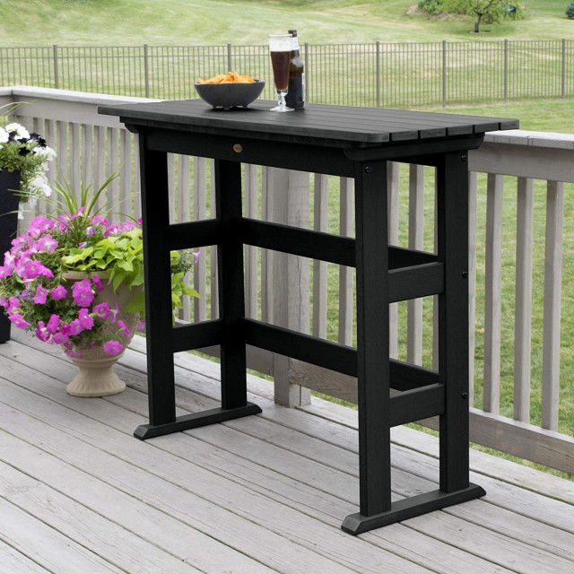 Patio Counter Height Bar Table, Large Weatherproof Slatted Top ...