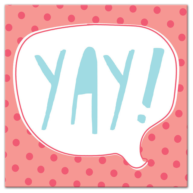 Blue and Pink Yay Design 12x12 Canvas Wall Art - Contemporary - Kids ...