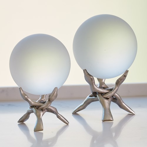 Solid Frosted Crystal Sphere Set 4 | Decorative Ball Opaque Glass ...