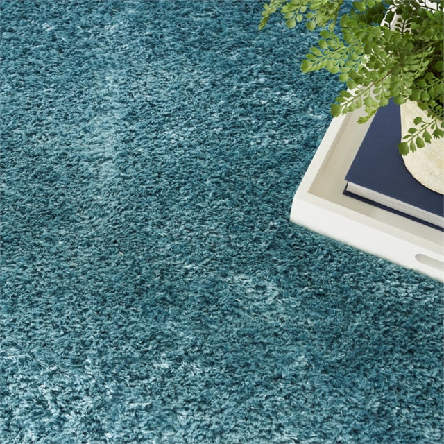 Nourison Home Luxurious Shag 8' x 10' Fabric Aqua Blue Shag Indoor Rug ...