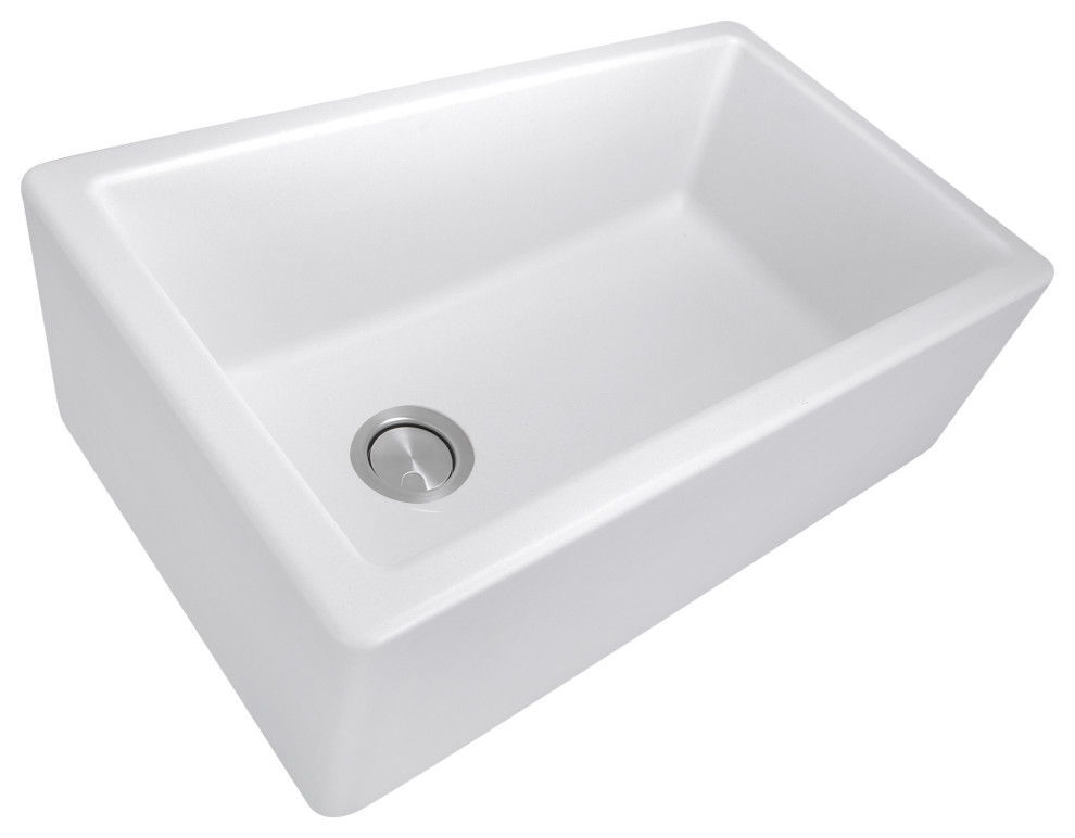 33"x 20" Granite Composite Farmhouse Sink With Side Set Drain ...