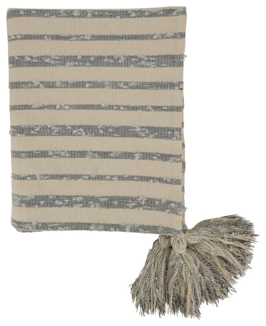 Cotton Throw Blanket With Thin Stripe Design - Contemporary - Throws ...