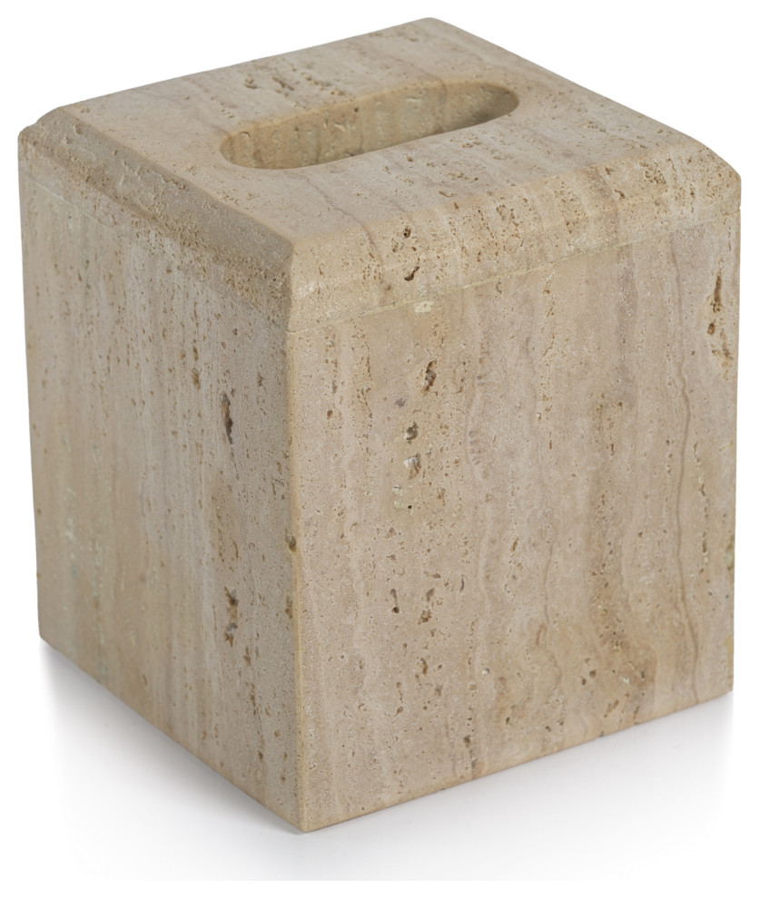 Scotia Travertine Marble Tissue Box Cover - Rustic - Tissue Box Holders ...