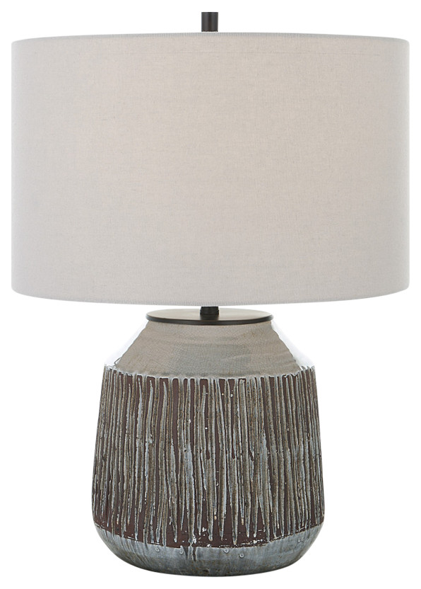 Rustic Rough Texture Blue Gray Crackle Ceramic Table Lamp 22 in ...