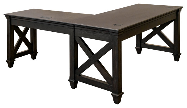 Traditional Wood Electronic Sit Stand Desk Dark Brown - Industrial ...