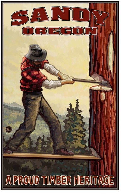 by Artist Paul A. Lanquist Sandy Oregon Lumberjack Art Print, 30"x45" - Contemporary - Fine Art ...