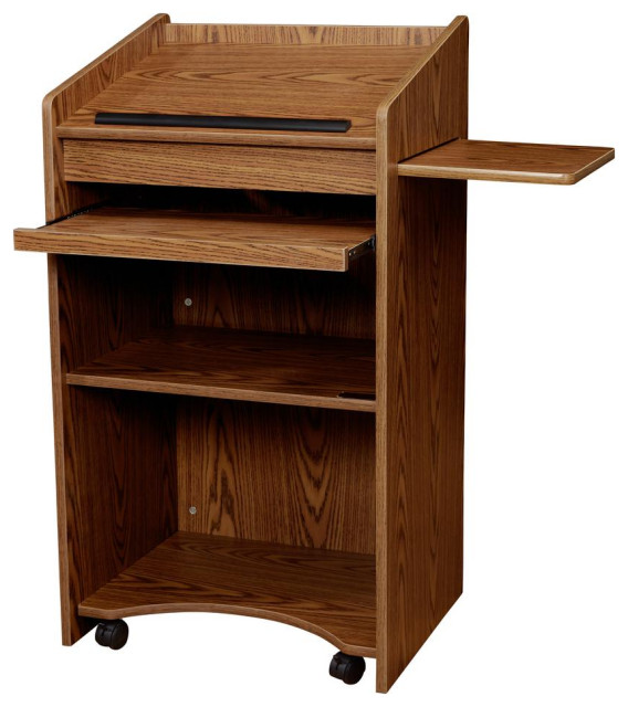 Oklahoma Sound® Aristocrat Non-Sound Lectern, Medium Oak - Scandinavian ...