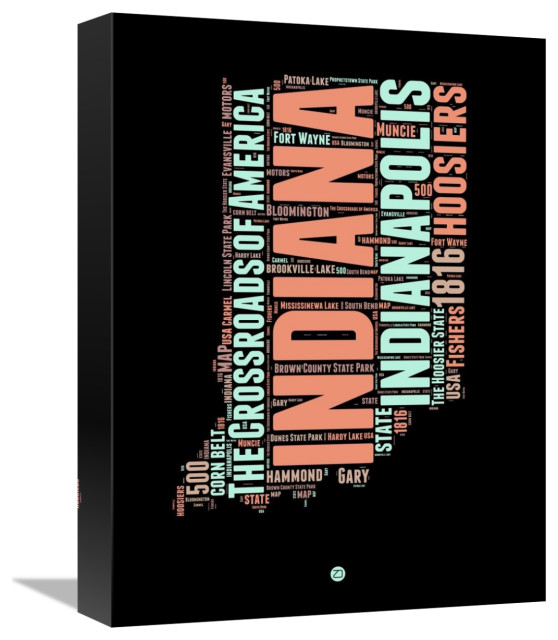 "Indiana Word Cloud 1" Fine Art Print, 12" x 16" - Modern - Prints And ...