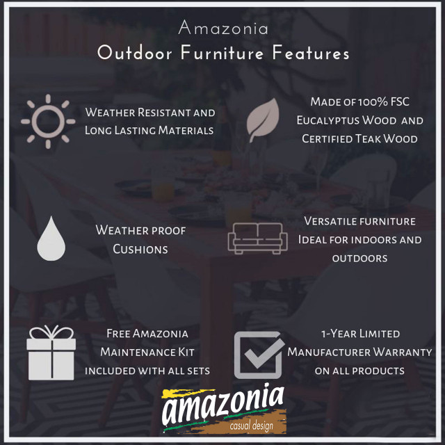 Amazonia Dubai 9-Piece Square Patio Dining Set | Certified Teak ...