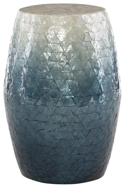 Prianna Ombre Capiz Mosaic Drum Table - Beach Style - Side Tables And ...