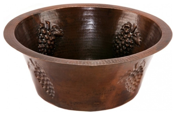 16" Round Copper Bar Sink With Grape Design - Traditional - Bar Sinks ...