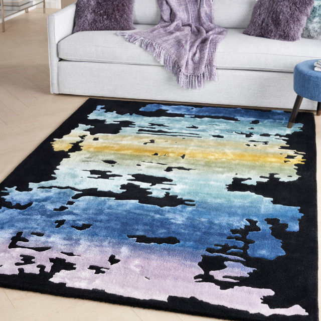 Nourison Prismatic PRS23 Area Rug, Black/Multicolor, 5'6" x 7'5 ...