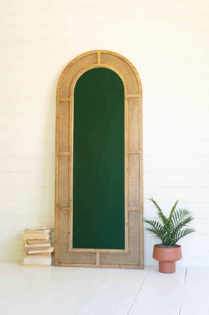 Woven Arched Rattan Framed Wall Mirror Large - Tropical - Wall Mirrors ...