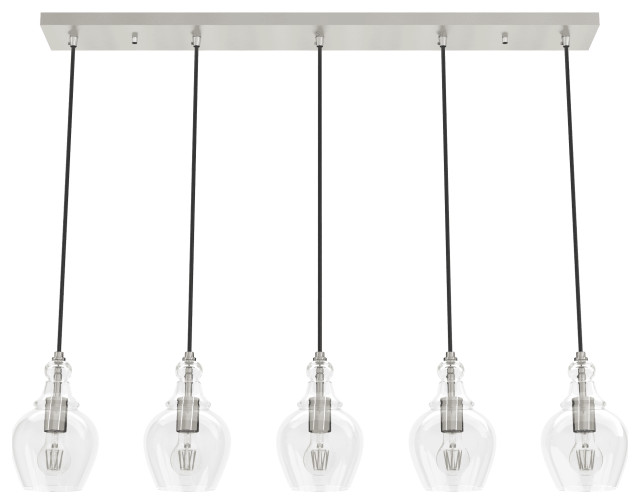 Hunter Maple Park 5-Light Linear Cluster in Brushed Nickel ...