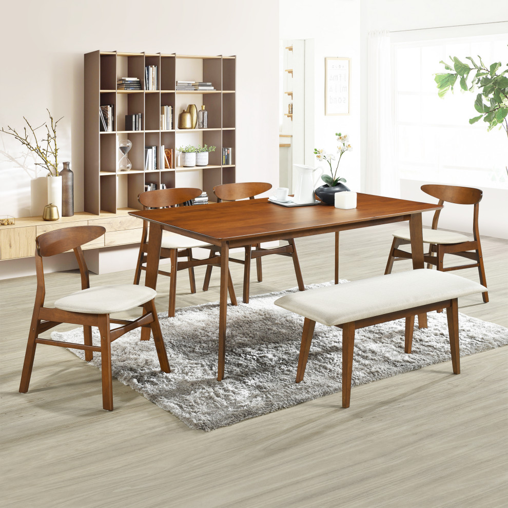 WestinTrends 6PC Mid-Century Modern Dining Table and Chair Set ...
