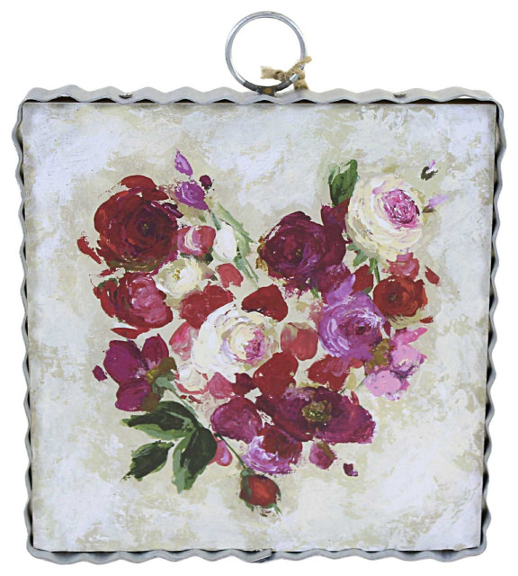 Round Top Collection Hamilton Rose Heart Wood Valentine's Day V21028, 7 ...