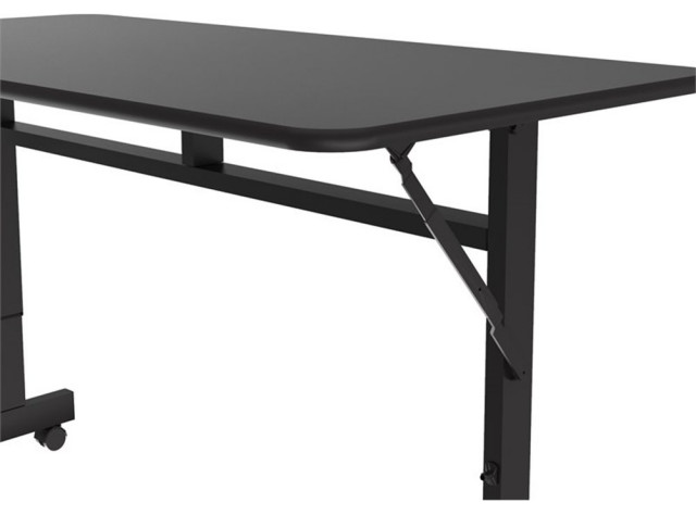 Correll 24"W x 48"D Econline Melamine Flip Top Tables in Black Granite ...
