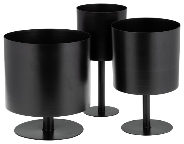Ec Metal, 6", Flat Round Base Planter, Black, 6x6x13 inches ...