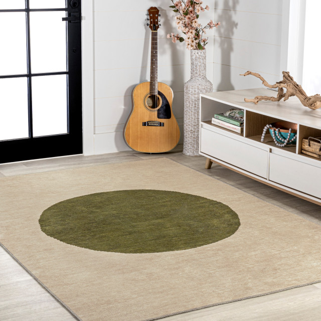 Cirkel Minimalist Geometric Dot Machine-Washable Area Rug, 5x8 ...
