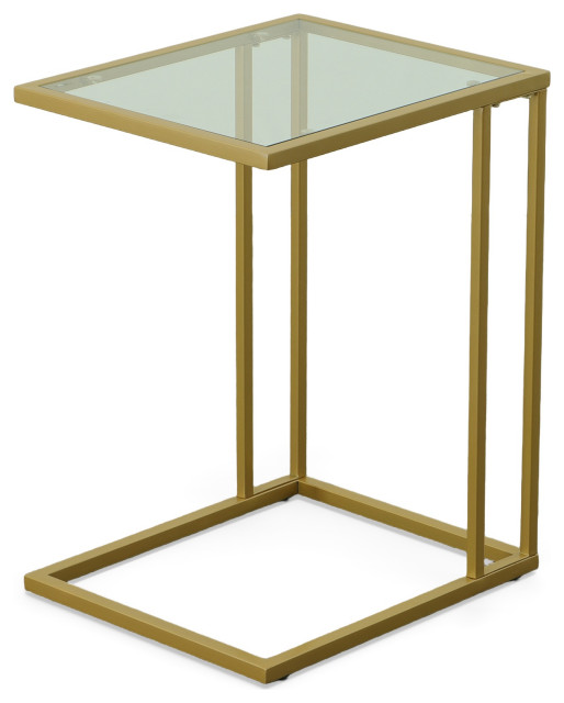Provenzano Glass Top C Table, Gold - Contemporary - Side Tables And End ...