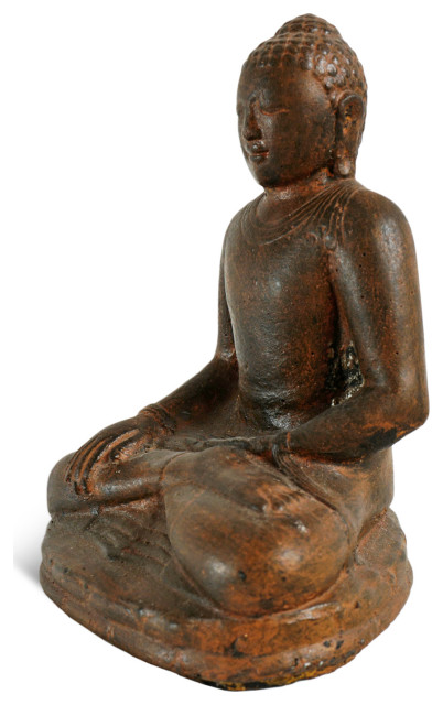 Small Cast Stone Garden Buddha - Asian - Decorative Objects And ...