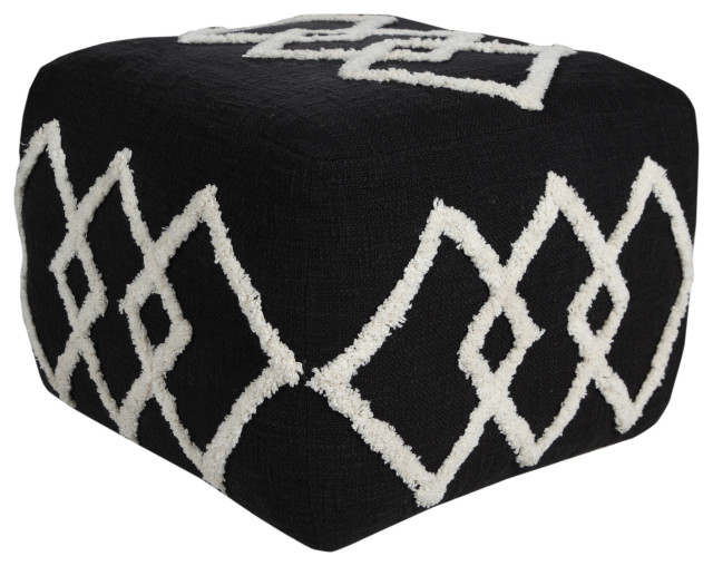 Textured Overlapping Diamonds Pouf Ottoman - Scandinavian - Floor Pillows And Poufs - by LR Home ...