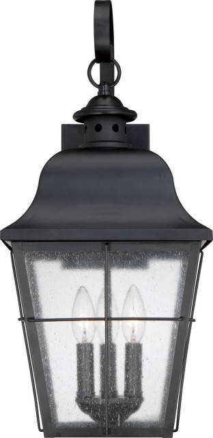 Millhouse 3-Light Outdoor Wall Lantern, Clear Seedy Glass - Traditional ...