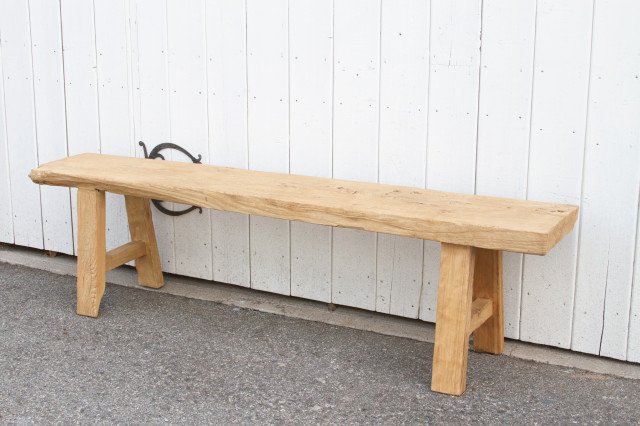 Rustic Bleached Wood Farmhouse Bench - Rustic - Accent And Storage ...