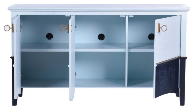 Riviera Three Door Sideboard Gold Accents- Washed White, Washed Blue ...