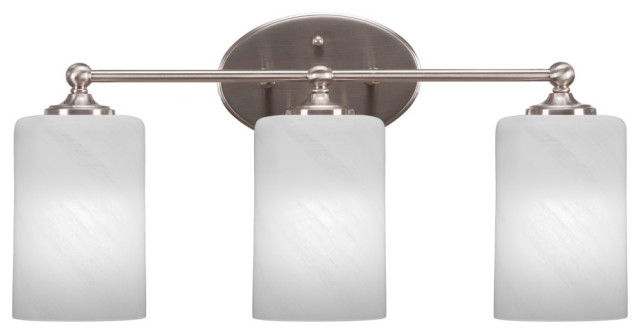 Capri 3-Light Bath Bar, Brushed Nickel/White Marble - Transitional ...