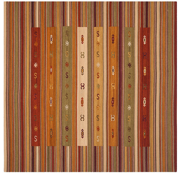 Safavieh Navajo Kilim Nvk178A Striped Rug, Burgundy/Multi, 7'x7 ...