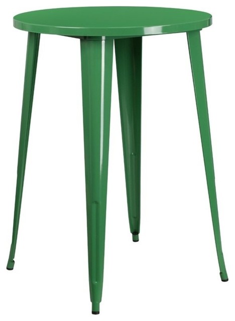 30" Round Green Metal Indoor-Outdoor Bar Height Table, 30"x30"x41 ...