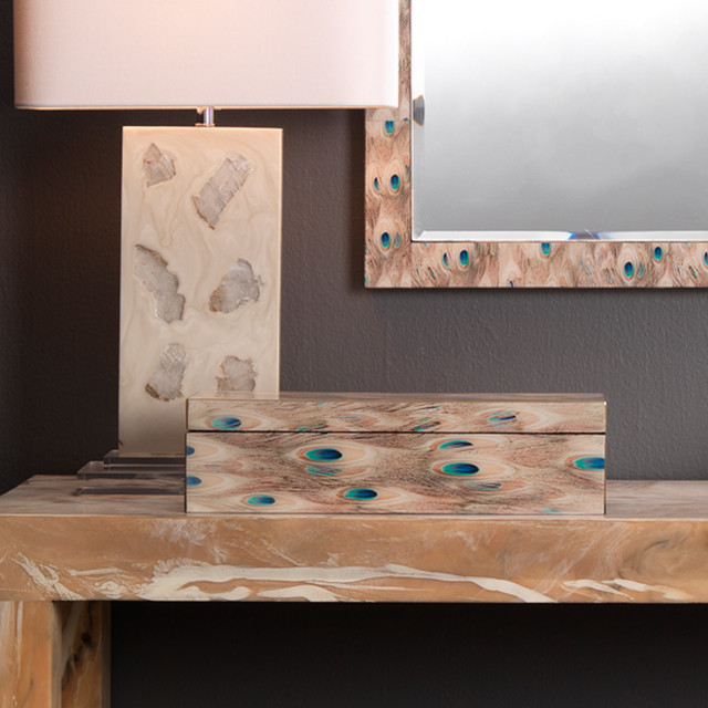 White Lacquer Plume Rectangle Box - Tropical - Decorative Boxes - by ...