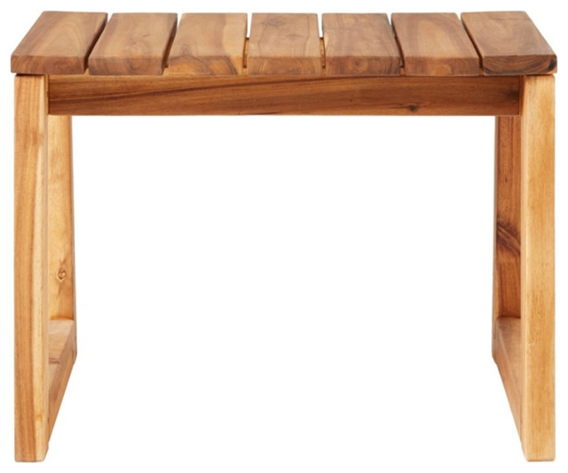Pemberly Row Modern Solid Wood Outdoor Slat-Top Side Table - Natural ...