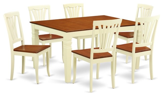 7-Piece Kitchen Table Set With a Table and 6 Wood Dining Chairs ...