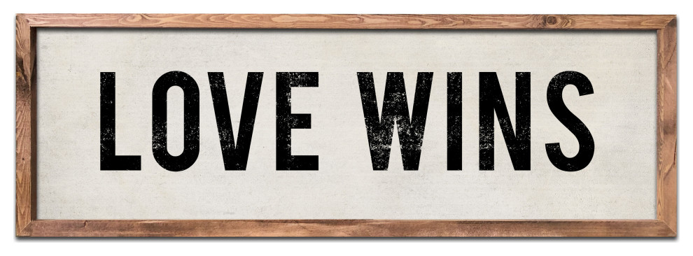 Hand Painted Wood Love Wins Sign, 12x36 - Contemporary - Prints And ...