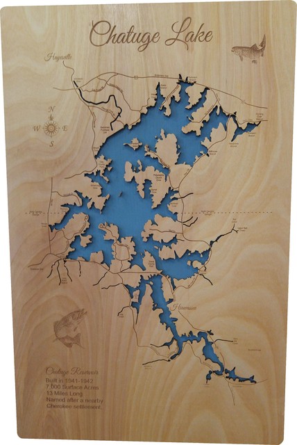 Chatuge Lake, North Carolina-Wood Lake Map, Medium - Rustic - Wall ...